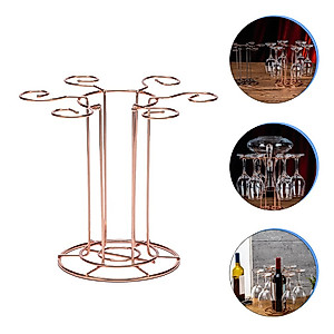DOITOOL Metal Shelf Brackets Wine Glass Rack Countertop Wine Glass Holder Freestanding Stemware Storage Rack Wine Glass Stand Air Drying Tree Display Hanger for Home Bar Rose Gold Shelf Holders