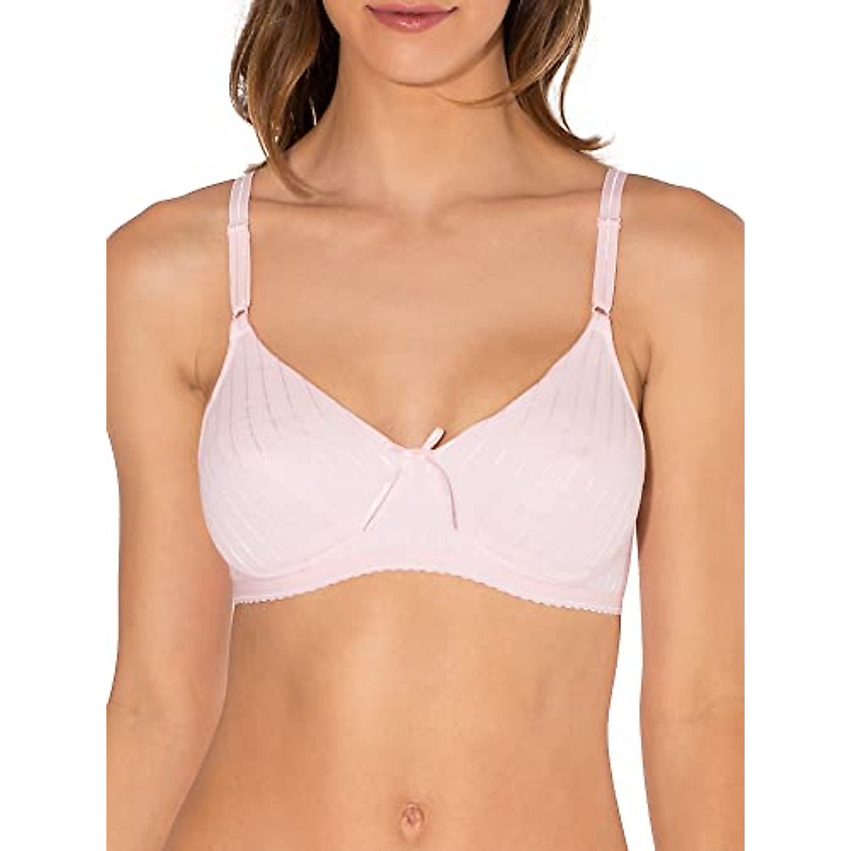 Fruit of the Loom Women's Lightly Lined Wire-Free Bra, White/Bittersweet Pink, 34B