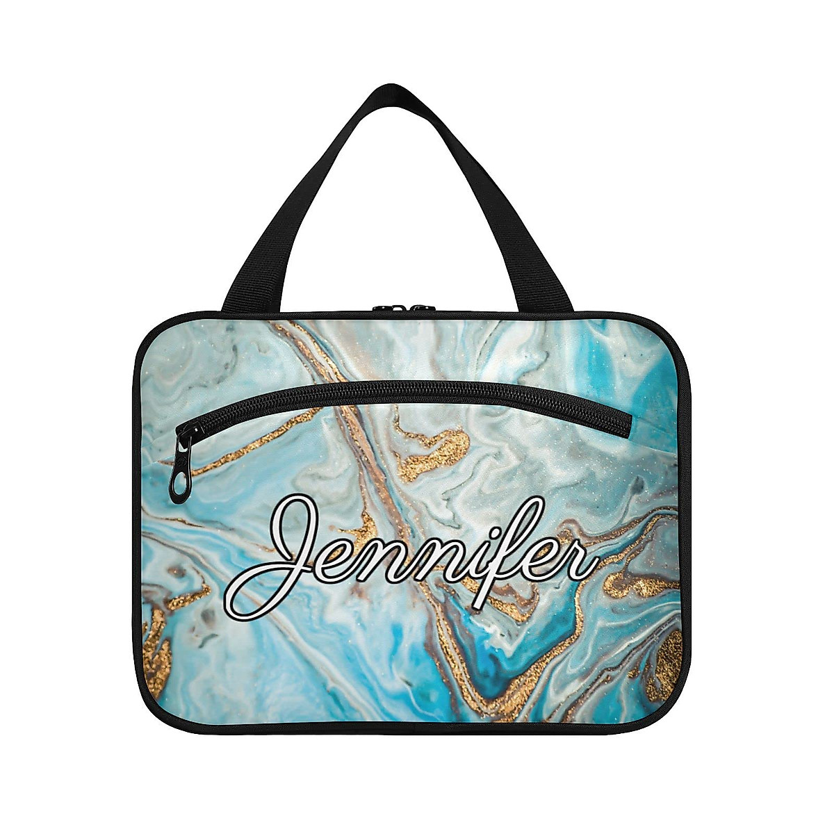 Vnurnrn Custom Marble Travel Toiletry Bag for Women Men Hanging Makeup Bag Portable Cosmetic Organizer Travel Cosmetic Bag for Vacation Must Haves Brushes Set