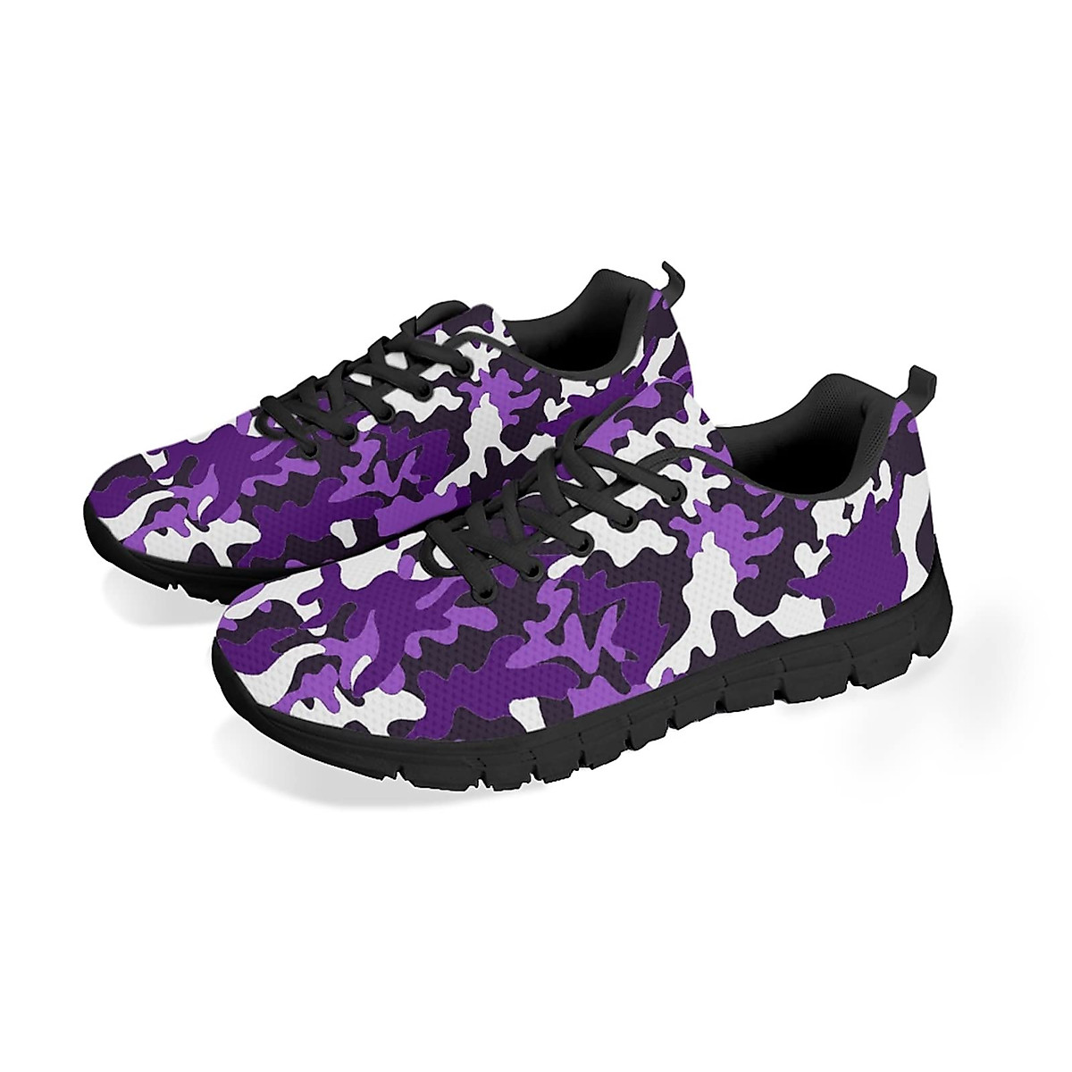 Wanyint Purple Camo Women Running Shoes Army Camouflage Lightweight Girls' Black Sole Sneakers Hiking Camping Mesh Air Training Athletic Shoes Tennis Shoes