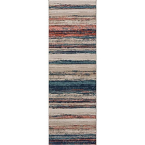 Bloom Rugs Modern Cream Multicolor Area Rug - Abstract Contemporary 10 ft Runner Rug for Entryways and Hallways (2'4" x 10')
