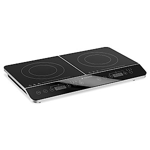 Navaris Double Induction Cooktop - Portable Dual Countertop Electric Stove Burner Cook-Top Hot Plate with 2 Hobs for Cooking - 24 x 14 x 3 Inches