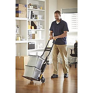 COSCO 12225YGB1E 2-in-1 Folding Hand Truck, 300 lb. Capacity, Multi-Position with Extendable Handle, Black/Yellow