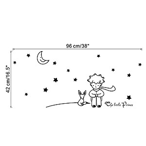Hatop Stars Moon The Little Prince Boy Wall Sticker Home Decor Wall Decals Kids Bedroom (Black)
