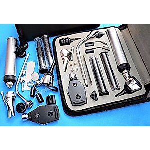 Cynamed-All in -1-Premium Fiber Optic LED Otoscope Physician Approved Ear Eye Care Professional Home ENT Diagnostic Set Adult & Child 20 x Reusable Specula Zipper Case Set