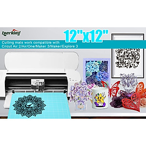 Lzerking Cutting Mat for Cricut 7 Pack Accessories and Supplies Light Replacement Blue Cut Pads Cricket Cards for Cutting Machine Maker/Maker 3/Air/Air 2 with Scraper Pick Needle for DIY Project