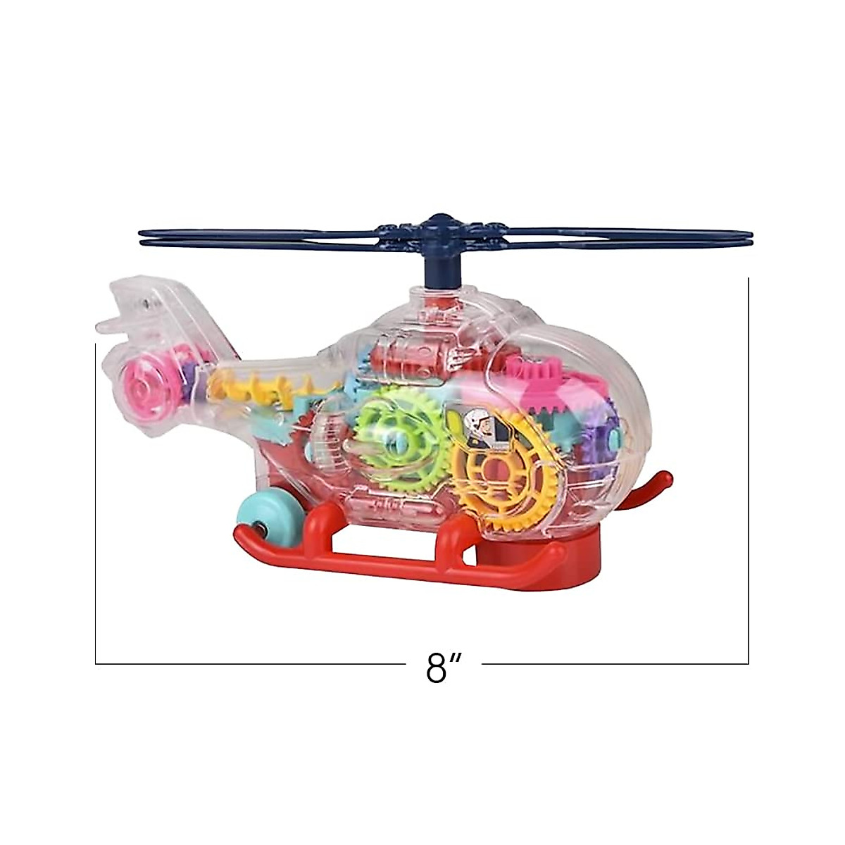 ArtCreativity Light Up Transparent Toy Helicopter for Kids, 1PC, Bump and Go Toy Car with Colorful Moving Gears, Music, and LED Effects, Fun Educational Toy for Kids, Great Birthday Gift Idea
