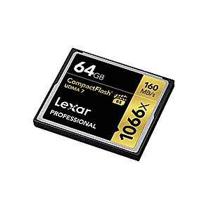 Lexar Professional 1066x 64GB CompactFlash Card, Up to 160MB/s Read, for Professional Photographer, Videographer, Enthusiast (LCF64GCRBNA1066)