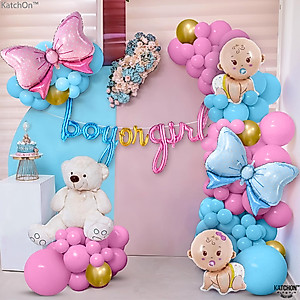KatchOn, Gender Reveal Balloon Arch Kit - Pack of 70 | Pink and Blue Balloons for Gender Reveal Decorations | Baby Balloons, Bow Balloons | Boy or Girl Balloon, Boy or Girl Gender Reveal Decorations