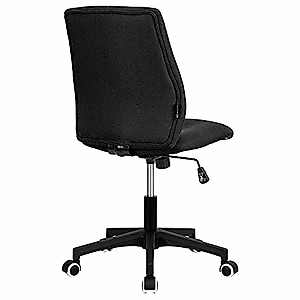 Okeysen Armless Office Desk Chair - Ergonomic Small Task Studio Chairs, Fabric Swivel Computer Home Office Chair Without Arms. (Black)