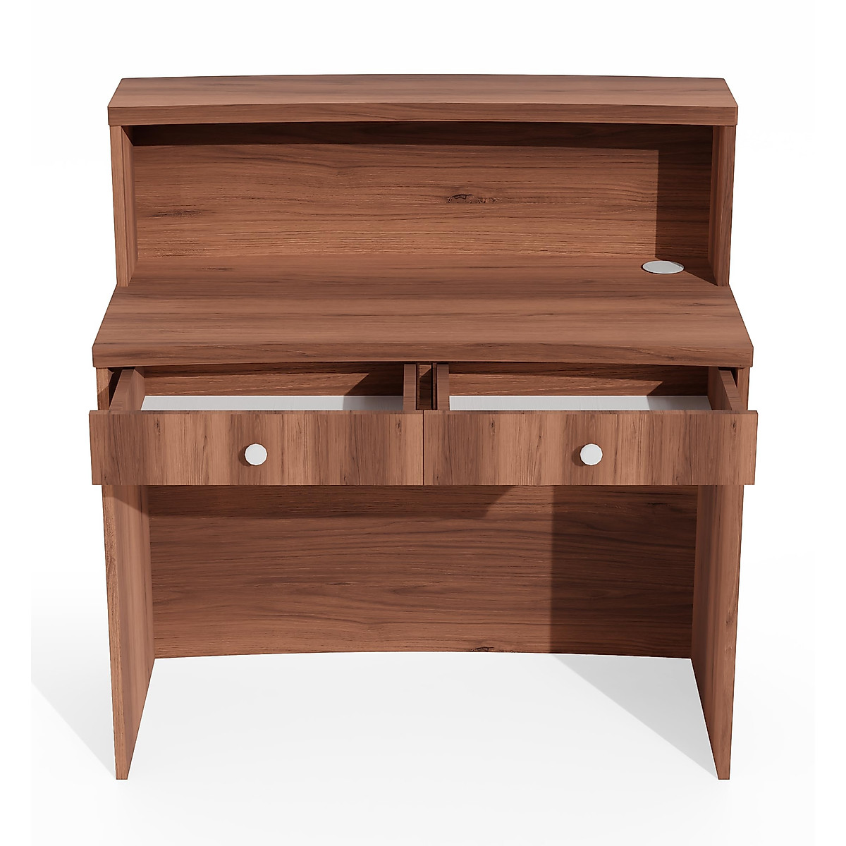 UGOS Mono Walnut Modern Reception Desk w/Transaction Counter | Laminate Desktop | Multifunctional Standing Front Desk for Home, Office, Salon, Spas, and Lobby (40 inch (100 cm))