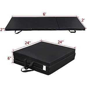 Nova Microdermabrasion Folding Gymnastics Mat with Handles - Tri-Fold Exercise Panel for MMA, Yoga, Stretching, and Fitness (6'x2'x2', No-Slip)
