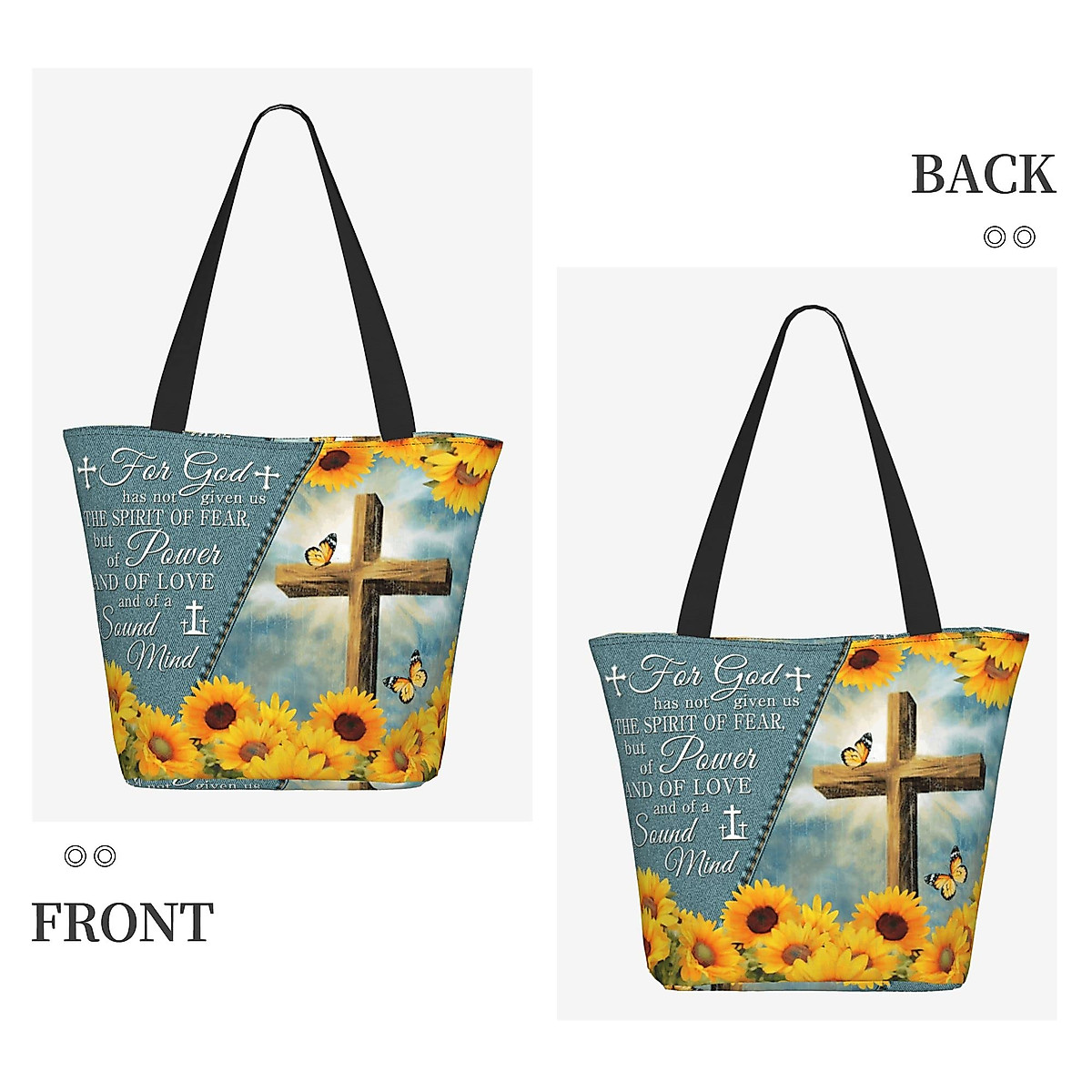 MORGOMON Christian Gifts Reusable Shopping Tote Bag Zippered Inspirational Tote Bags for Women Scripture Bible Verse Shoulder Bag Religious Gift Perfect for Church Work Travel Groceries Books