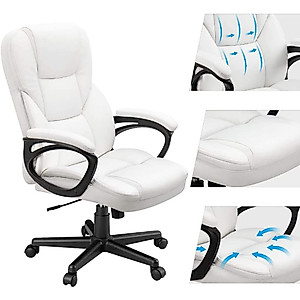 LETREM Office Chair Ergonomic for Lumbar Support Task Swivel,Ergonomic Executive Chair with Arms and Wheels Dining Room Computer Chair Learning Desk Chair Meeting Chair A/White/One Side