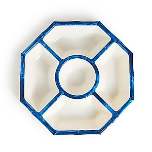 Two's Company Blue Bamboo Touch Chip And Dip