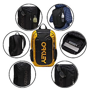 Oakley Men's 20L Enduro 3.0 Amber Yellow Backpack for Hiking Backpacking Camping Traveling + BUNDLE with Designer iWear Collapsible Water Bottle with Carabiner