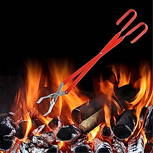 CSSIM Firewood Tongs Skyflame Heavy Duty Firewood Log Claw Grabber for Indoor Fireplace Outdoor Gas Fire Pit & Wood Burning Chiminea Modern Stainless Steel Fire Tongs for Moving Firelogs