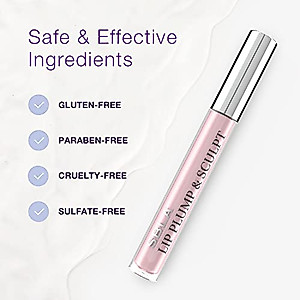 SBLA Beauty Lip Plump & Sculpt, Hydrating Lip Plumper Gloss, Instantly Plumps Lips & Creates Fuller Pout, Baby Glow (Light Pink), 0.11 Oz