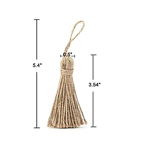 AEKAO 30 Pieces Natural Jute Tassels for Wood Beads Christmas Burlap Tassel Jute Rope Tassels DIY Wood Bead Garland Projects Decorations(5.4")