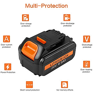 HIGH QUALITY FUTUREBATT FUTUREBATT [2Pack] 20V Max Battery for DEWALT 20-Volt Tools Lithium Battery Replacement DCB206 DCB205 DCB204 DCB203 DCB201 DCB200 DCB181 DCB180 DCD DCF DCG DCS Series