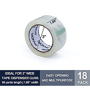 PANDRI Clear Packing Tape, 18 Rolls Heavy Duty Packaging Tape for Shipping Packaging Moving Sealing, 1.88 inches Wide, 65 Yards Per Roll, Total 1170 Yards