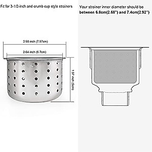 GZILA Kitchen Sink Drain Basket Only, 3-inch Basket for Kitchen Sink Strainer Replacement, Deep Cup with Handle, SUS 304 Stainless Steel