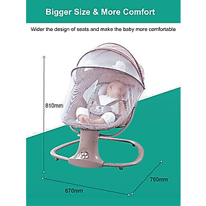 Electric Baby Swing Baby Cradle Infant Bouncer Baby Portable Adjustable Motorized Rocker with Bluetooth Music Speaker and 5 Swaying Gears Preset Lullabies and Smooth Remote Control (Pink)