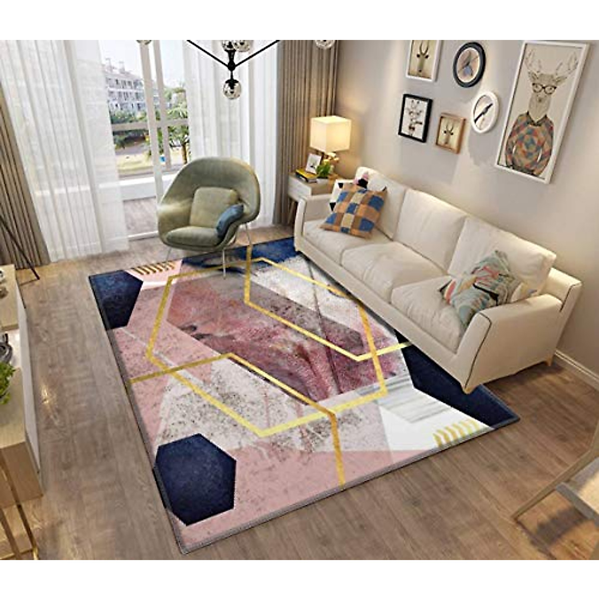 Abstract Geo Area Rugs Non-Slip Floor Mat Doormats Home Runner Rug Carpet for Bedroom Indoor Outdoor Kids Play Mat Nursery Throw Rugs Yoga Mat
