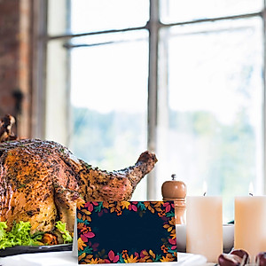 Fall Thanksgiving Table Place Cards, Orange Pumpkin Blank Seating Place Card for Table, 25 Pack Buffet Food Tent Labels, Double Design Name Cards, Thanksgiving Day Party Decorations(07)