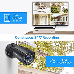 ZOSI 3K Lite Security Camera System Outdoor,8pcs 1920TVL 1080P Home Surveillance Cameras,80ft Night Vision,Remote Access,8 Channel H.265+ 5MP Lite CCTV DVR with 1TB Hard Drive for 24/7 Recording