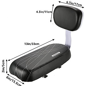 ZHOUWHJJ Bicycle Rear Seat Cushion Armrest Footrest Set, Kid Child Carrier Bicycle Baby Seat, Including Cushion and Backrest, Armrest Handrail, Footrests, Bell, Black