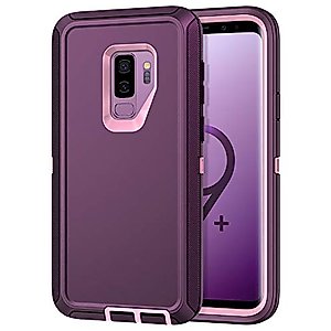 I-HONVA for Galaxy S9 Plus Case Shockproof Dust/Drop Proof 3-Layer Full Body Protection [Without Screen Protector] Rugged Heavy Duty Durable Cover Case for Samsung Galaxy S9 Plus, Purple/Pink