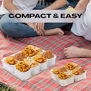 NEXUS2YOU Snack Box Divided Serving Tray with Lid & Handle Snackle Box Organizer Portable Charcuterie Container Food Storage Containers Veggies Fruit Nuts Candy Picnic (Pack of 2) 8 cup & 4 cup