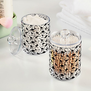 4 Pack Qtip Dispenser Apothecary Jars Dino Bathroom Organizer, Funny Dinosaurs Ink Qtip Holder Storage Canister Plastic Acrylic Jar for Cotton Ball/Swab/Rounds