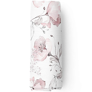 Aenne Baby, Muslin Swaddle Blanket for Girls, Infant Toddler Quilt, Swaddle Wrap for Girls, Luxurious Soft and Silky Stroller Cover, Floral Poppy Pink Blankie, Large 47"x 47", 1 Pack