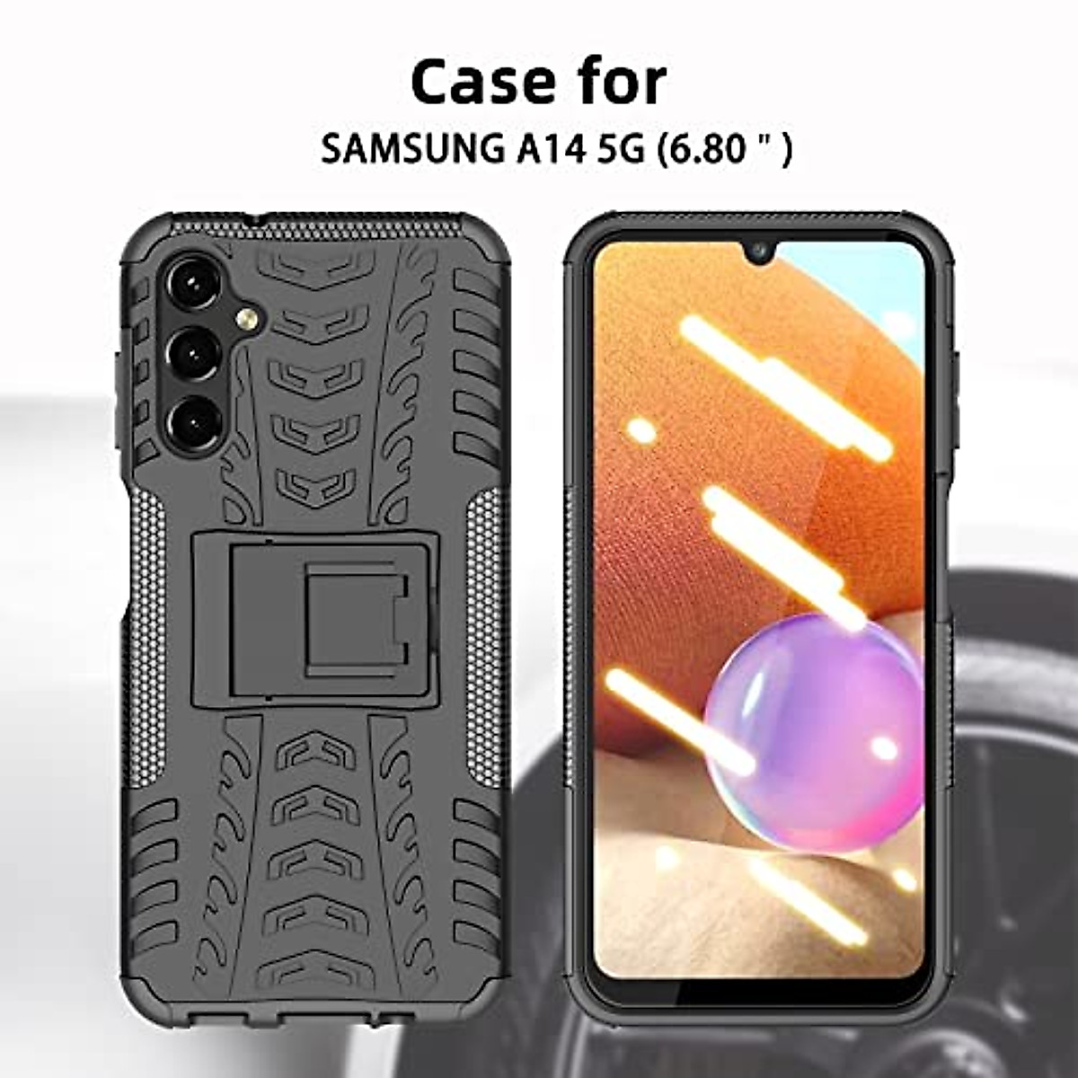 Folice for Galaxy A14 5G Case, [Heavy Duty][Shockproof] Soft Rubber Hard PC Tough Dual Layer Protective Case with Kickstand for Samsung Galaxy A14 5G (Black)