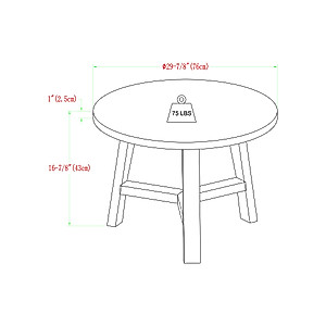 Walker Edison Mid Century Modern Round Coffee Table Living Room Accent Ottoman Storage Shelf, 30 Inch, Marble and Brown