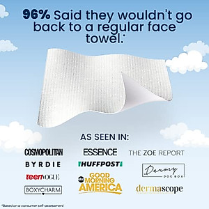 Clean Skin Club Clean Towels XL, 100‪%‬ Biobased Dermatologist Face Towel, Disposable Face Towelette, Facial Washcloth, Makeup Remover Dry Wipes, Ultra Soft, 50 count, 1 pack