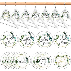13 Pack Bridesmaid Hanger Tags Acrylic Hangers Tag Gifts for Wedding Dress Hanger Tags with White Ribbons Party Bride Hanger Tag Maid of Honors Wedding Tags for Bachelor Bridal (Green Eucalyptus)