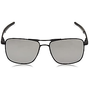 Oakley Men's OO6038 Gauge 6 Titanium Square Sunglasses, Powder Coal/Prizm Black, 57 mm