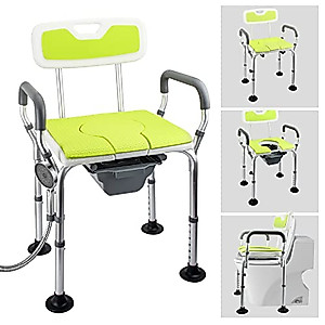 Shower Chair with Arms and Back, Boiarc Shower Benches for Inside Shower, Raised Toilet Seat with Handles, Shower Chairs for Seniors for Shower Stall, Bedside Commode for Elderly Disabled Pregnant