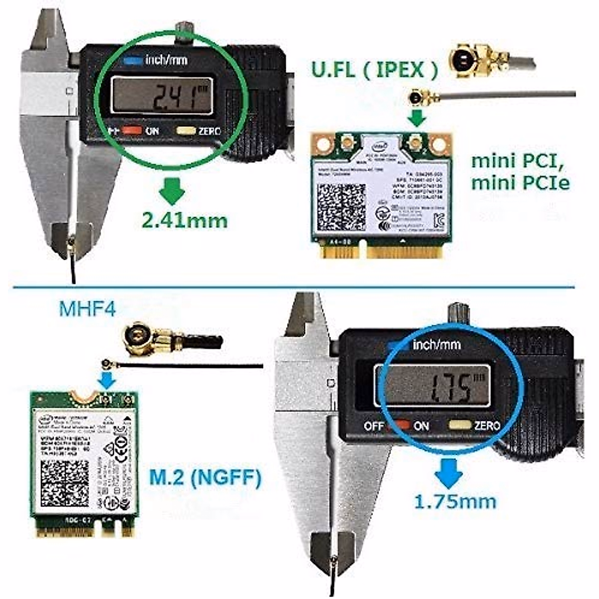 MHF4 IPEX 2.4Ghz 5Ghz 5.8G WLAN Network Adapter PC WiFi Antenna for Intel 7260 8260 8265 9265 9260 9560 AX200 AX Killer M.2 IPEX4 Wi-Fi Wireless WLAN Card Banana Pi 4 M2 Zero Hachintosh