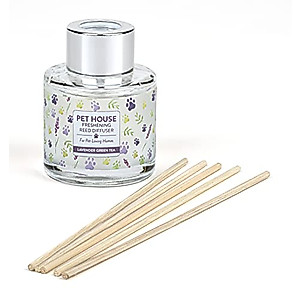 One Fur All, Pet House Reed Diffuser - Long Lasting Pet Odor Oil Diffuser - Non-Toxic Eco-Friendly Reed Diffuser Set & Diffuser Sticks - Air Freshening Scented Diffuser for Home (Lavender Green Tea)