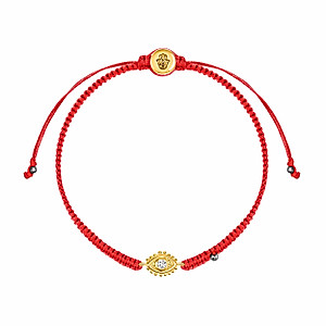 KARMA AND LUCK Powerful Protection, Red String Bracelet & Evil Eye Charm for Women, 18K Gold Plated Brass with Genuine Hematite Stone, Size 5.5"-7.5”