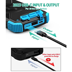 10,000mAh Solar Power Bank for Cell Phone Plus 20,000mAh Fast Charger for Emergency Use (Light Blue and Orange)