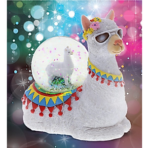 CoTa Global Llama Snow Globe Decor - Elegant Pink Sparkle Glitter Inside The Snow Globe Figure, Animal Figurines for Kids and Adults, Collectible Snow Globes Ornament for Birthday, Christmas - 45 mm