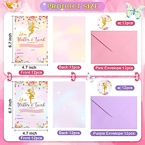 Chuangdi 24 Piece Flower Fairy Birthday Party Invitation Set with Envelope and Stickers
