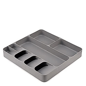 Joseph Joseph DrawerStore Compact Utensil Organizer For Kitchen Drawer Silverware, Flatware Tray, Large, Grey