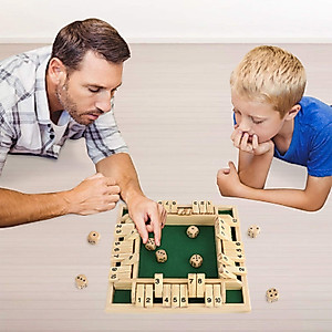 Aomola Shut The Box Dice Game Wooden Board Game for Kids Adults 8 Dice 4 Side 8.66 Inch Travel Game for 2 to 4 Players
