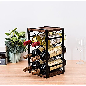 Soduku Rustic Wood Countertop Wine Rack 6 Bottles No Need Assembly